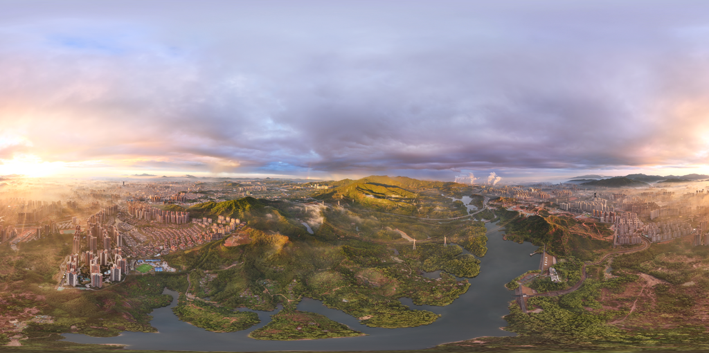 Sunset clouds building | Nature HDRis | BlenderKit