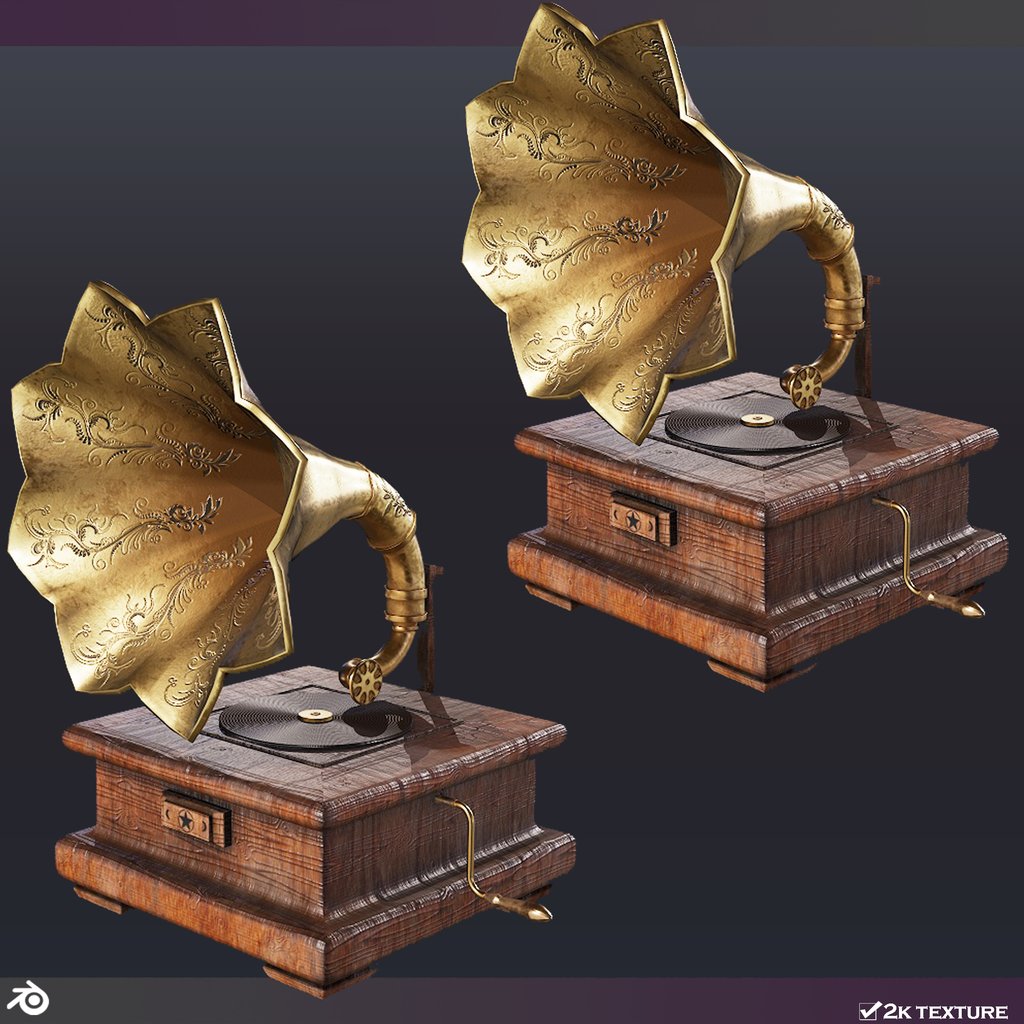 Gramaphone 02 | Cellular phones models | BlenderKit