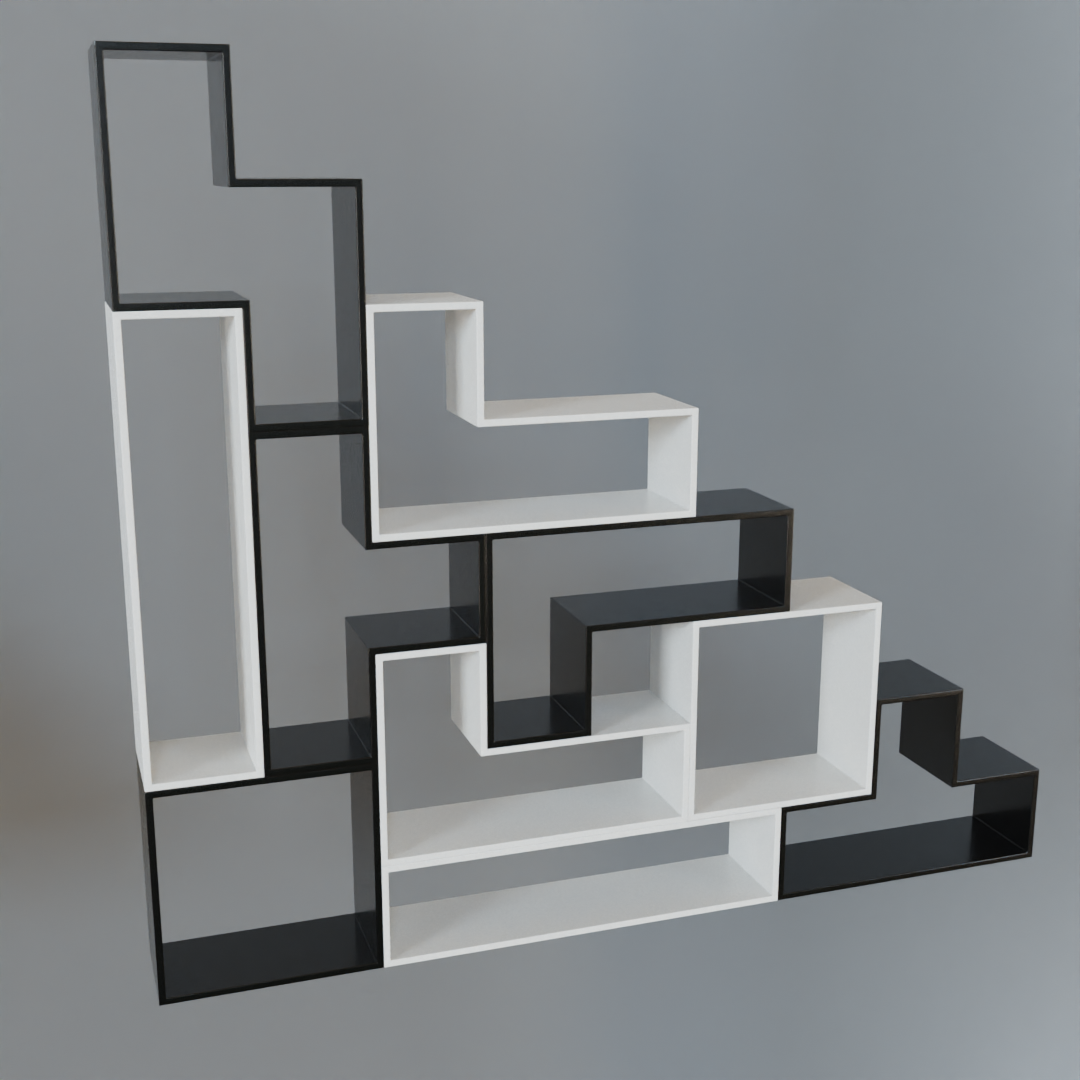 Modern tetris shelf | FREE Shelves models | BlenderKit