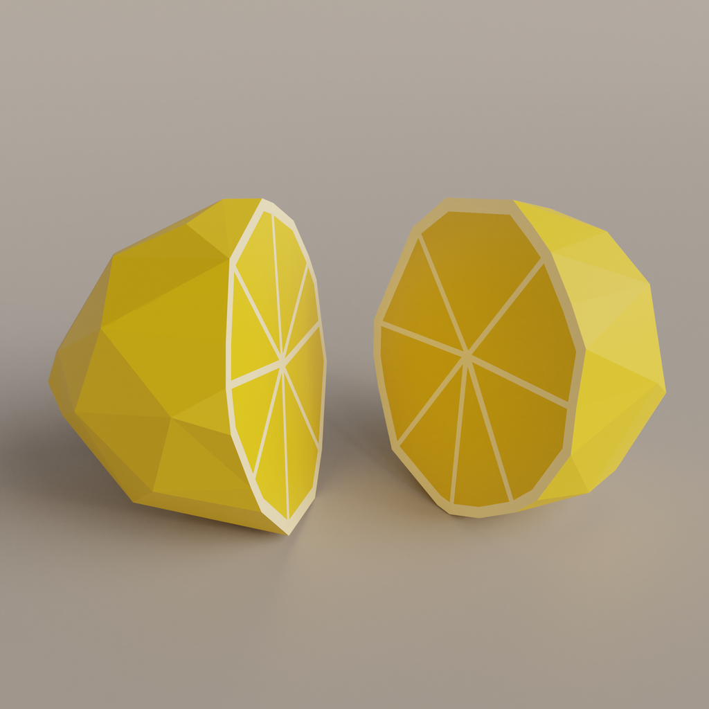 Low Poly Lemon Sliced | FREE Fruit & Vegetables models | BlenderKit
