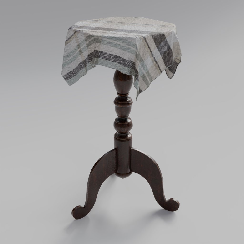 Three Legged Wooden Stand | Interior Design models | BlenderKit