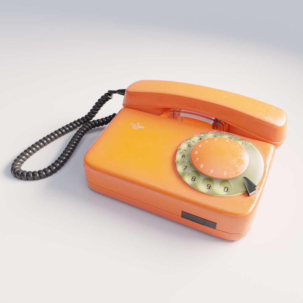 Orange telephone | Corded Phone models | BlenderKit