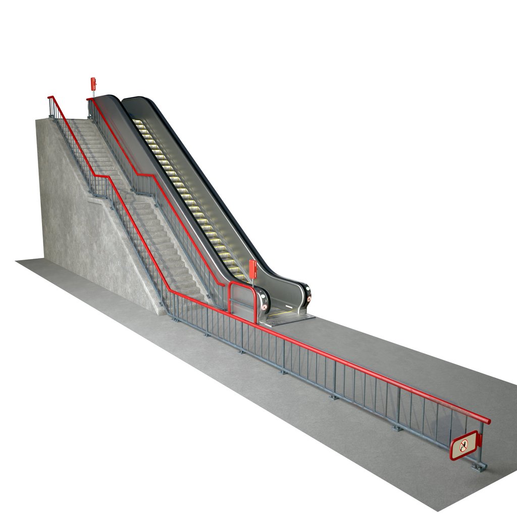 Escalator with stairs | Stairs models | BlenderKit