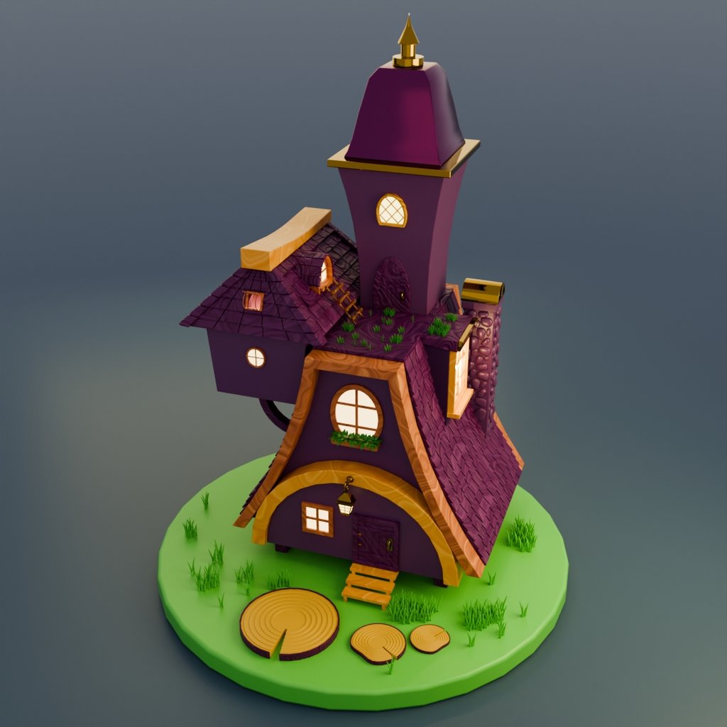 Stylized Fantasy Witch House | Exterior scenes | BlenderKit
