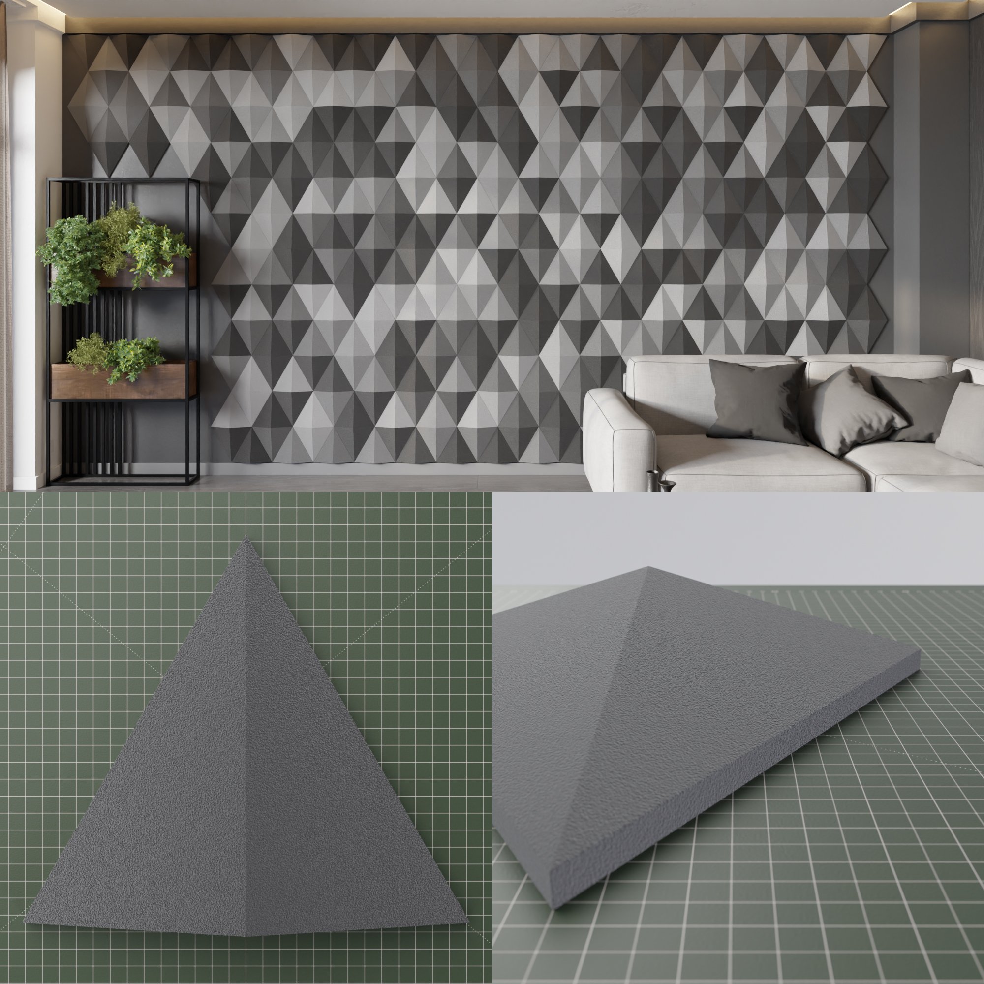 Acoustic Triangle Diamond Panel | FREE Miscellaneous models | BlenderKit