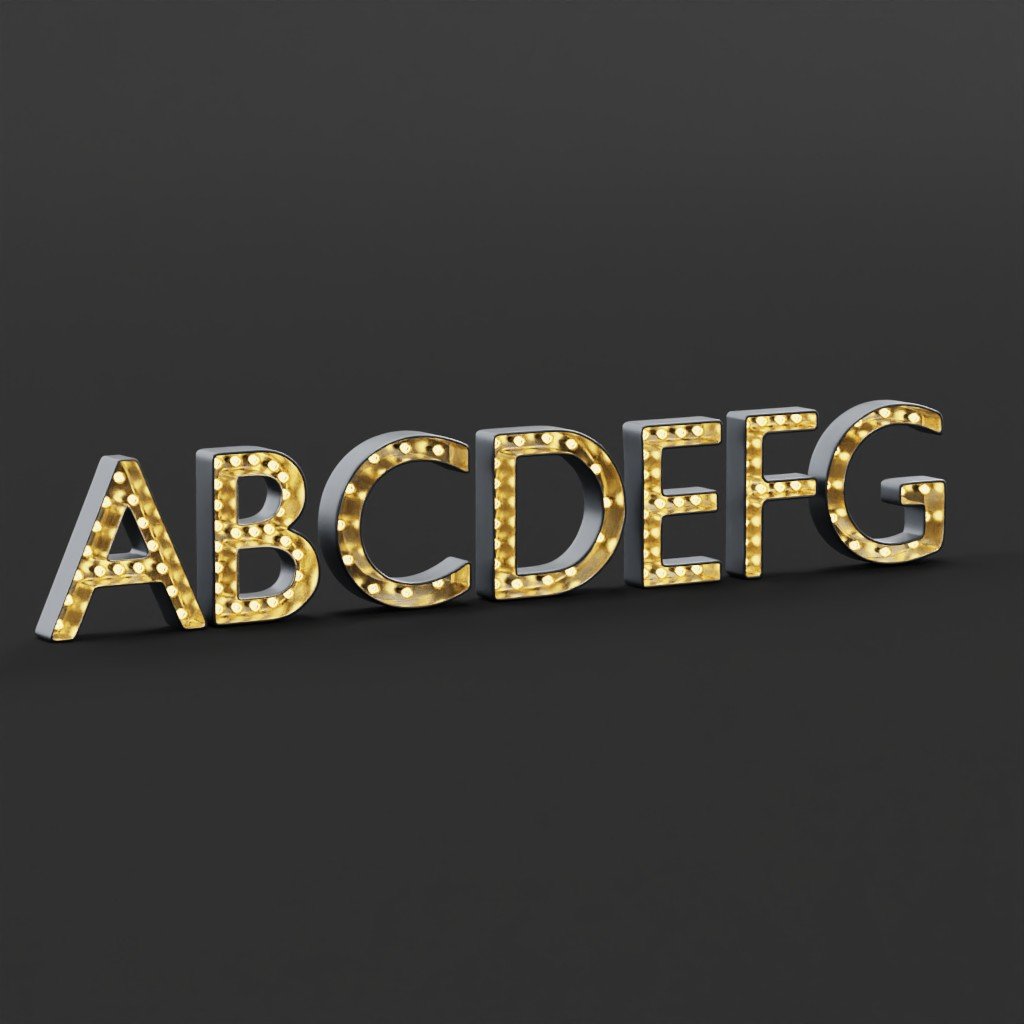 Marquee Alphabet Light Box ABCDEFG | Wall Light models | BlenderKit