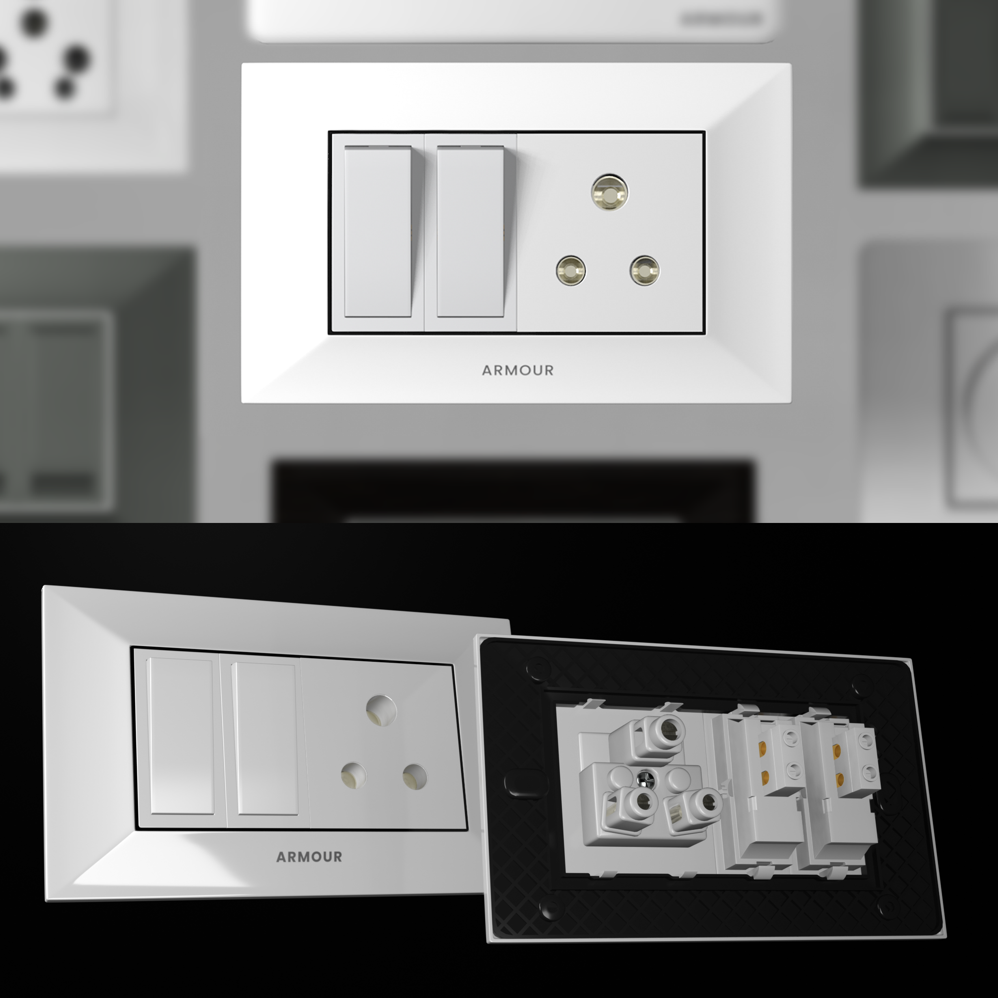 Modular plate with switch | Home Appliances models | BlenderKit