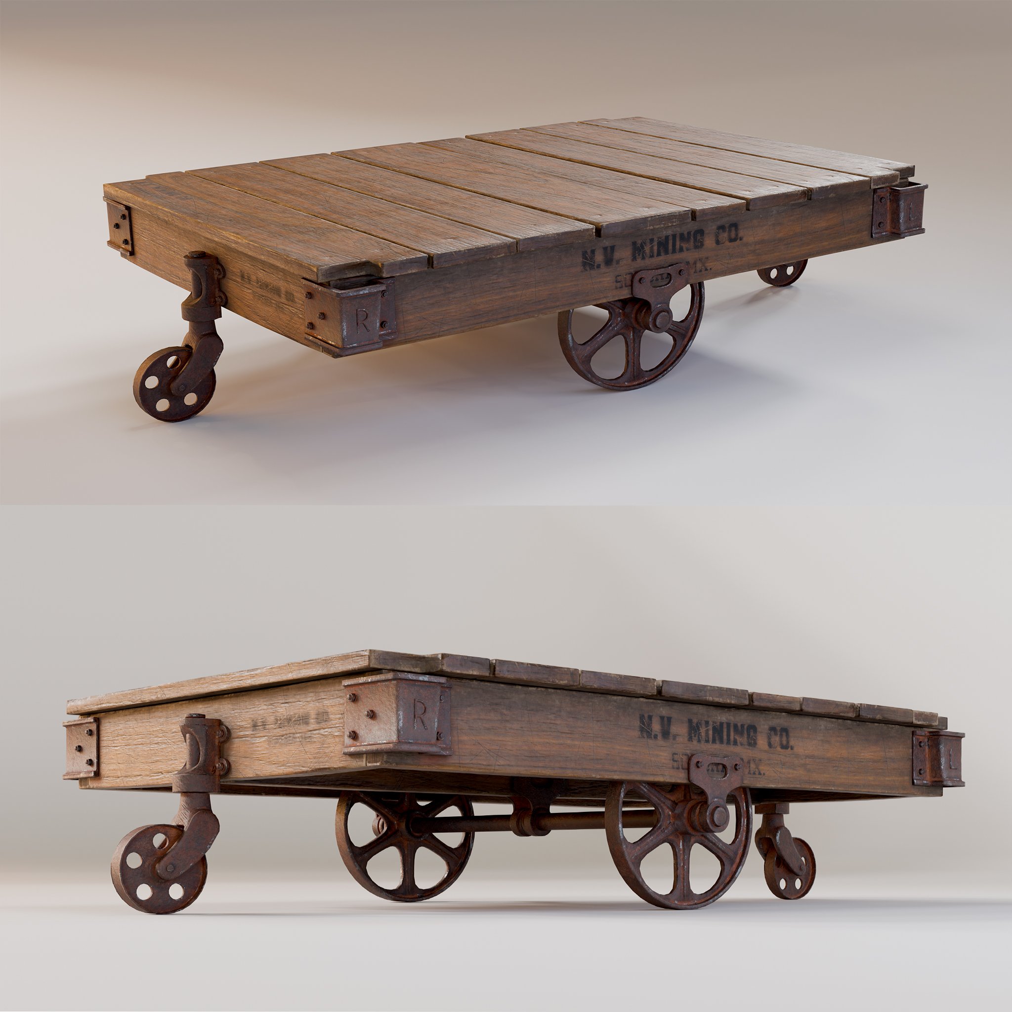 Mining Cart Coffee Table | Tables models | BlenderKit