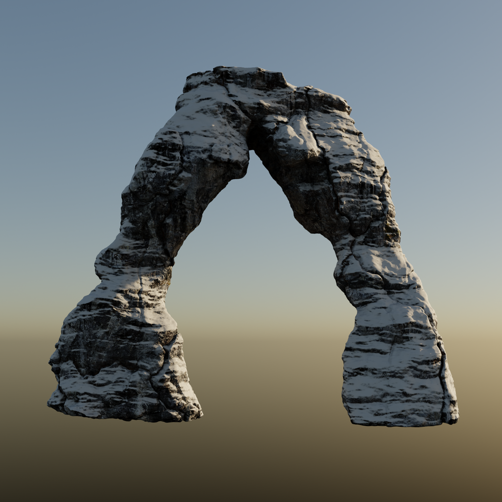 Snow Rugged Arch Rock | Environment Elements models | BlenderKit