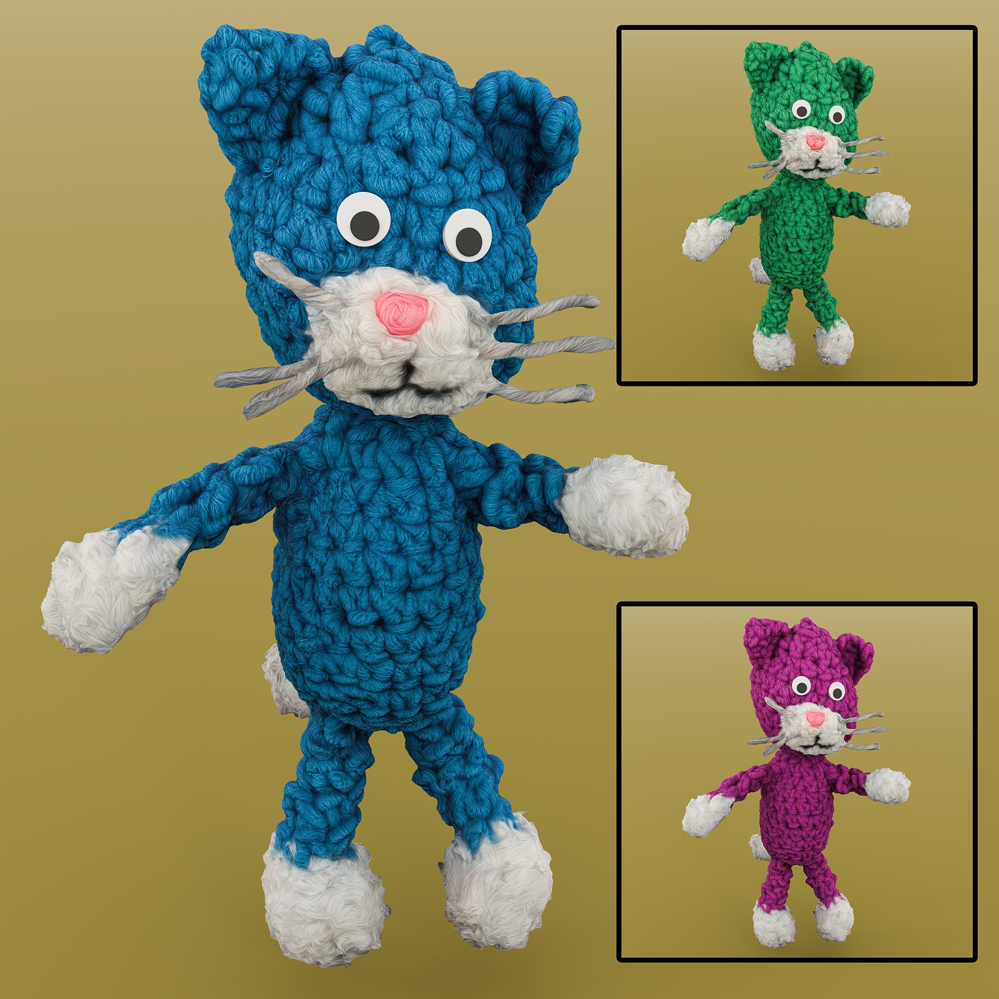 Crochet Cat Plushie Kids Cartoon Wool | Mammals models | BlenderKit