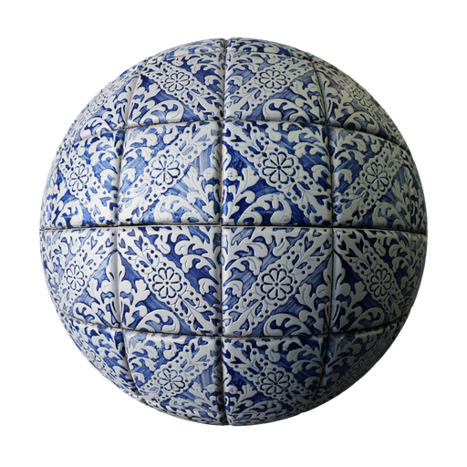 Wall Tiles Ornate Blue | FREE tiles materials | BlenderKit