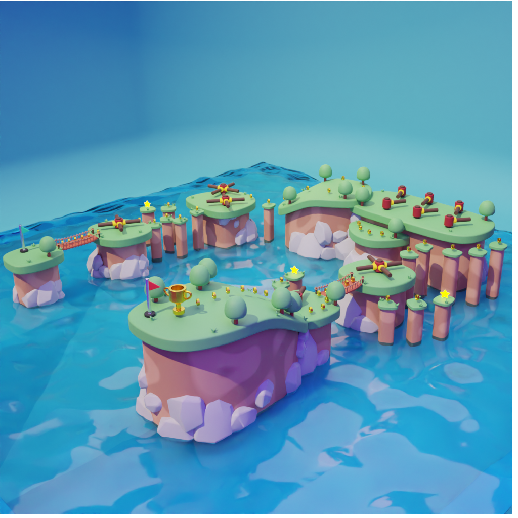 Low-Poly Island Platformer Game World | Cartoon scenes | BlenderKit