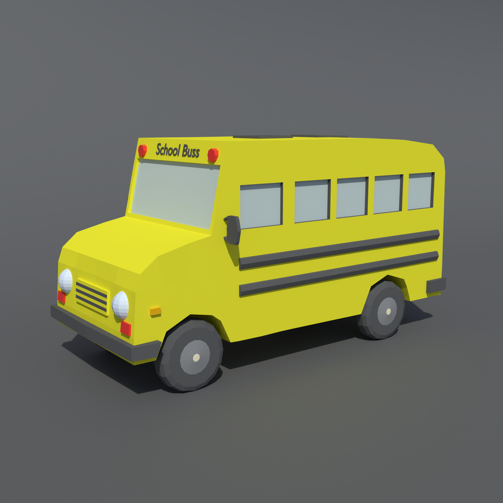 BlenderKit | Download the Low Poly School Bus model