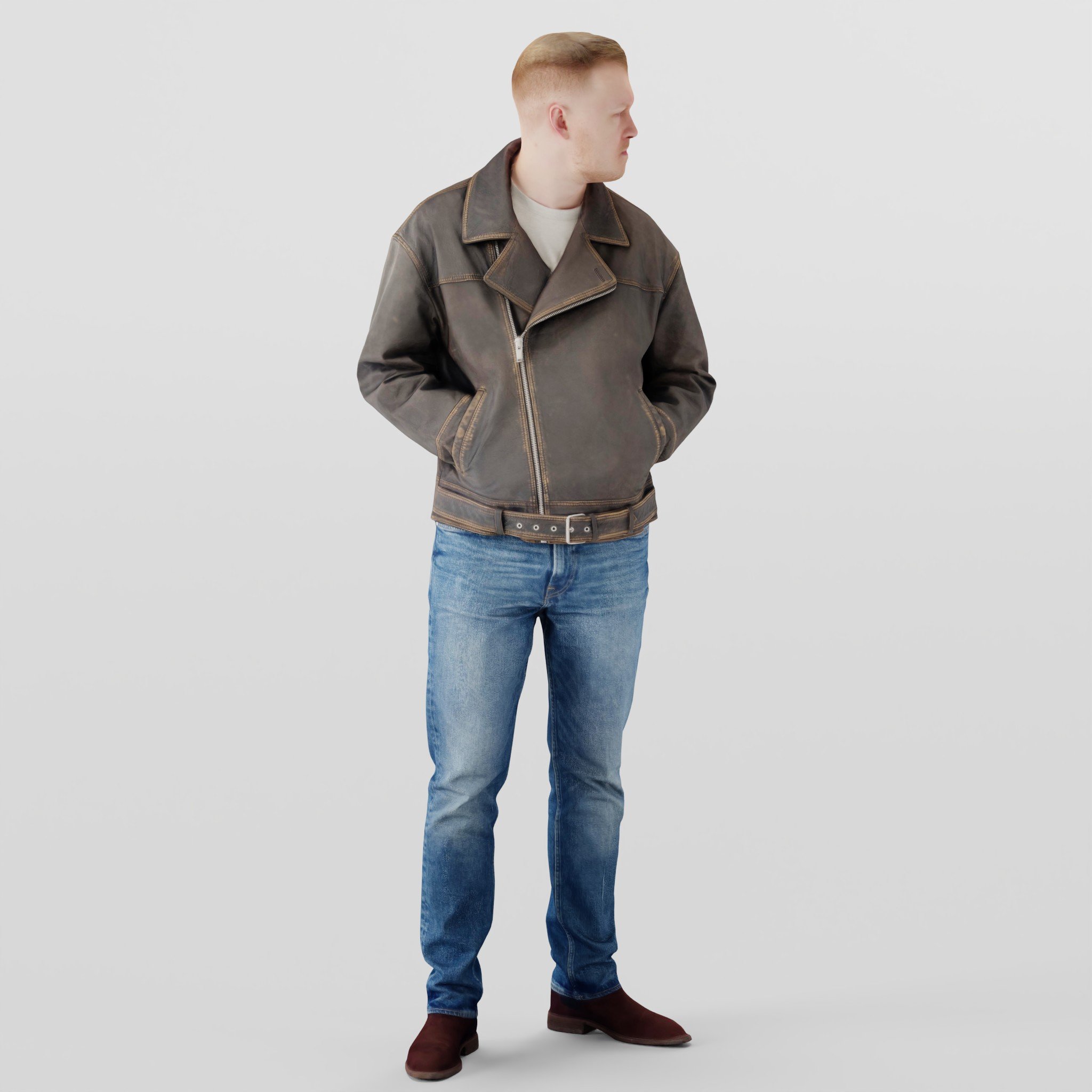 Handsome Man in a Leather Jacket | Men models | BlenderKit