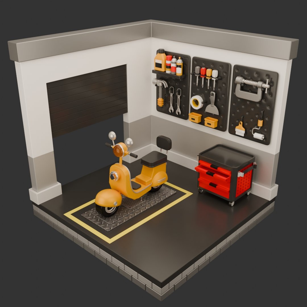 Garage scene | Isometric scenes | BlenderKit
