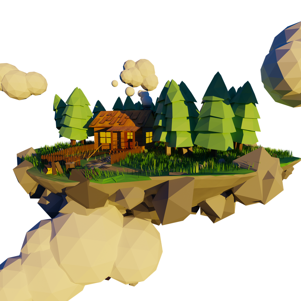Low Poly Floating Island | FREE Nature scenes | BlenderKit