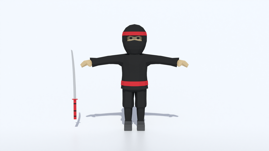 Low Poly Ninja Rigged | Fantasy Hero / Heroines models | BlenderKit
