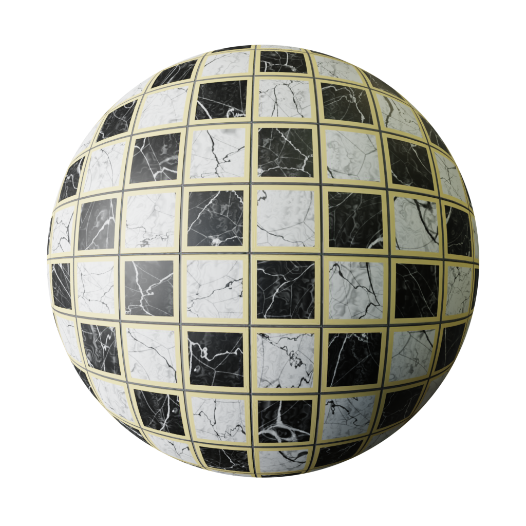 Checker marble golden grout | FREE tiles materials | BlenderKit