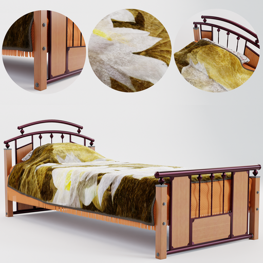 Bed with fluffy blanket | FREE Beds models | BlenderKit