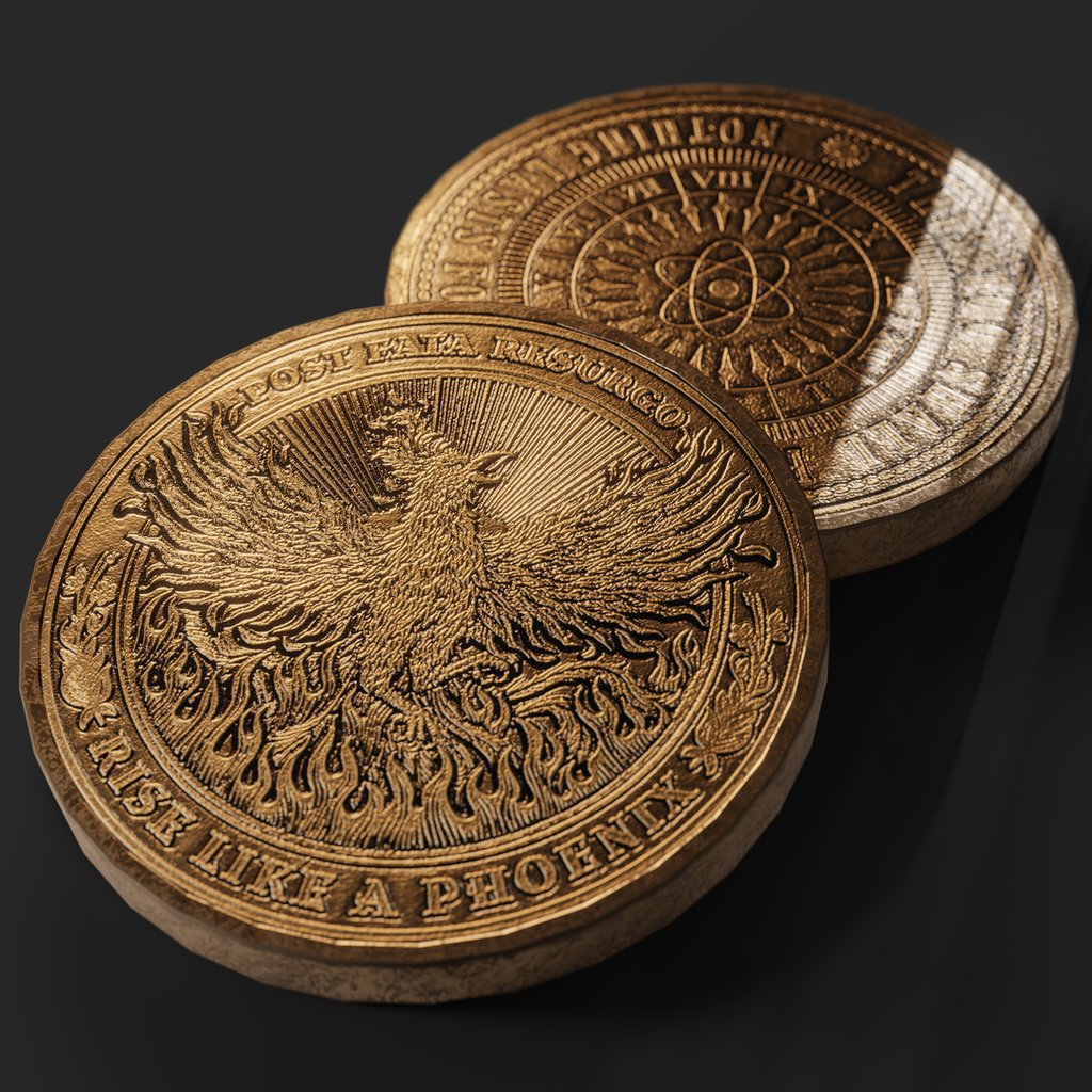Ancient Golden Coin – Phoenix | Interior Decorations models | BlenderKit