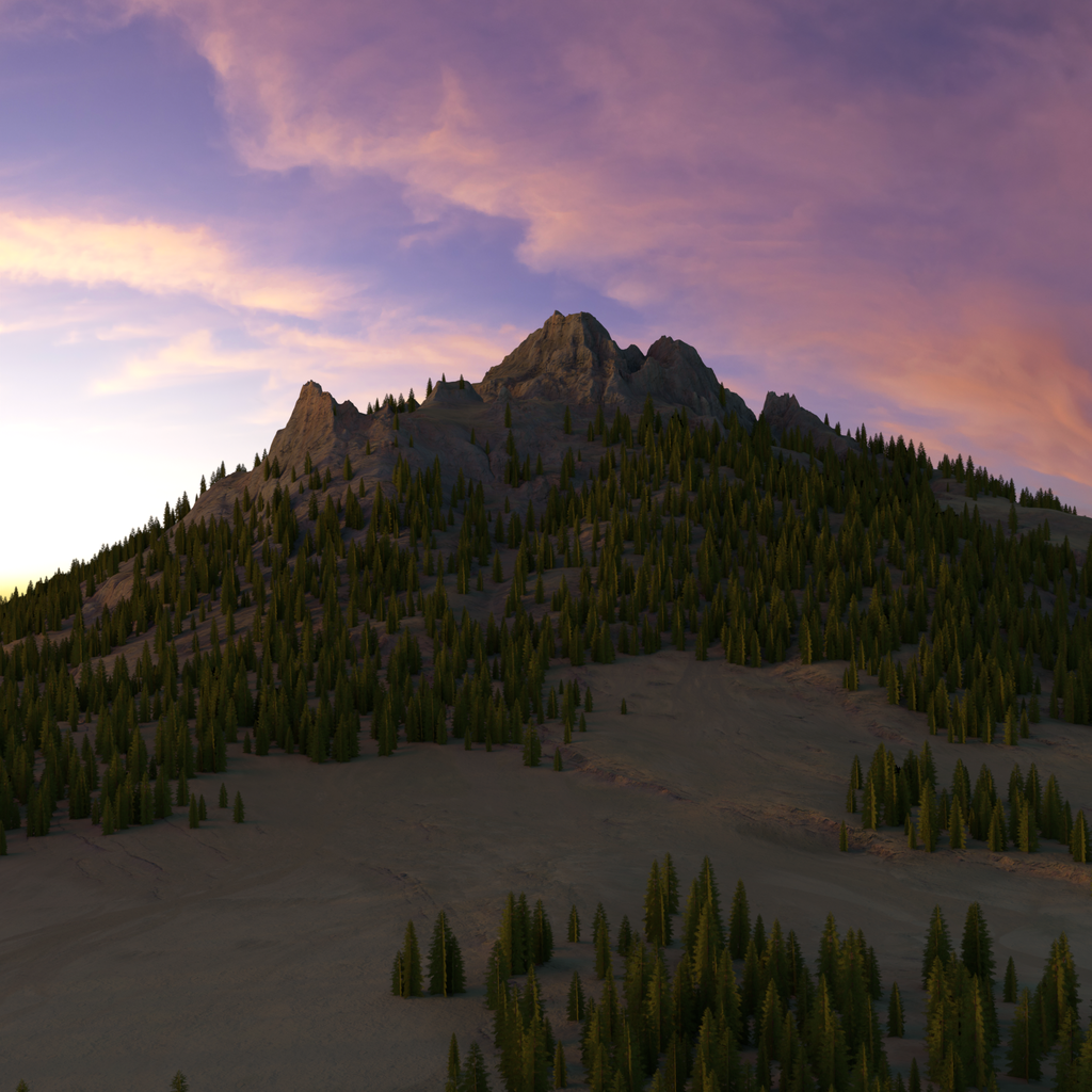 Mountain with Alpha Trees | FREE Nature scenes | BlenderKit
