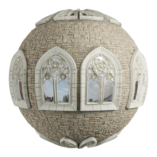 PBR Gothic Windows Facade | FREE ornaments materials | BlenderKit