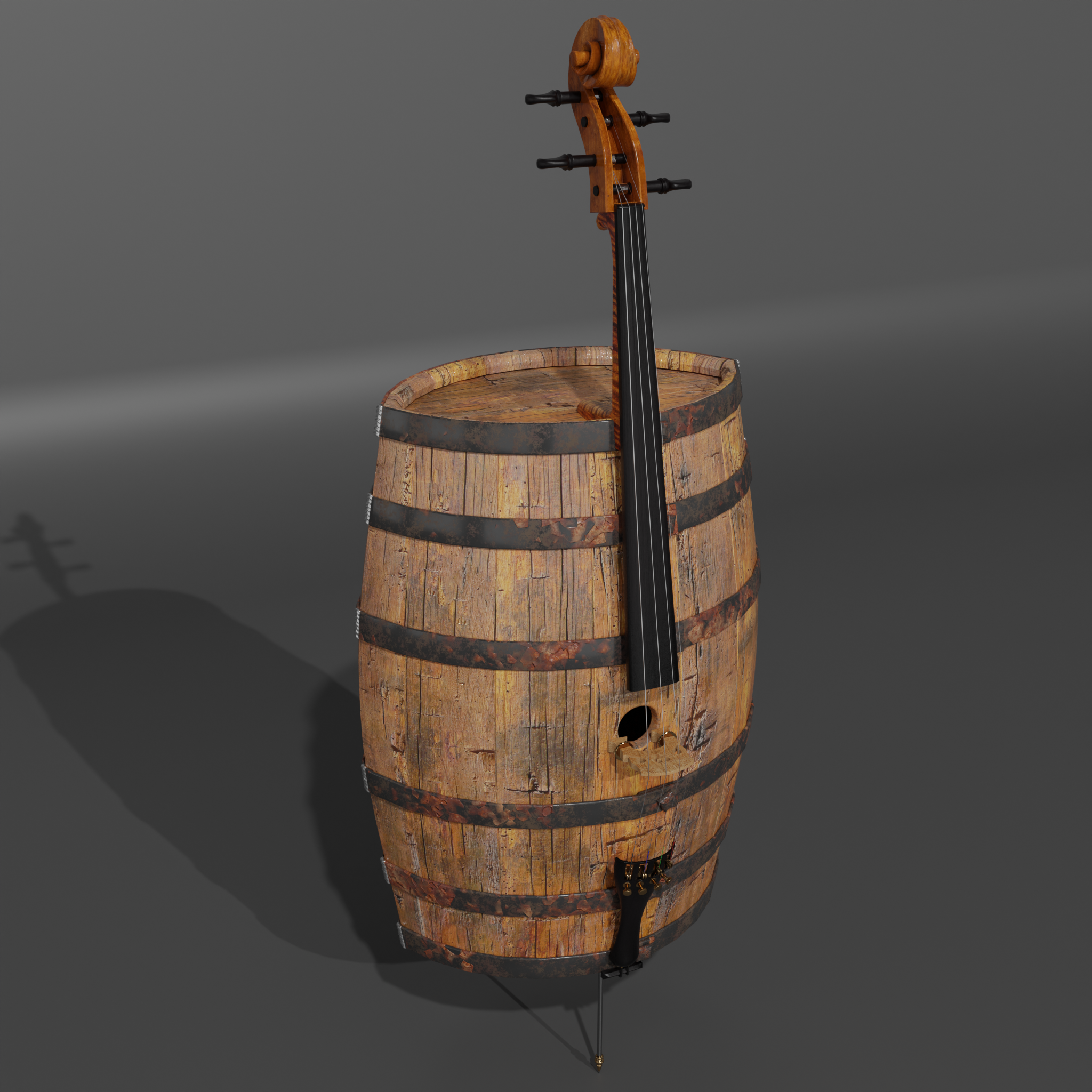 Wooden barrel Cello | FREE Musical Instruments models | BlenderKit