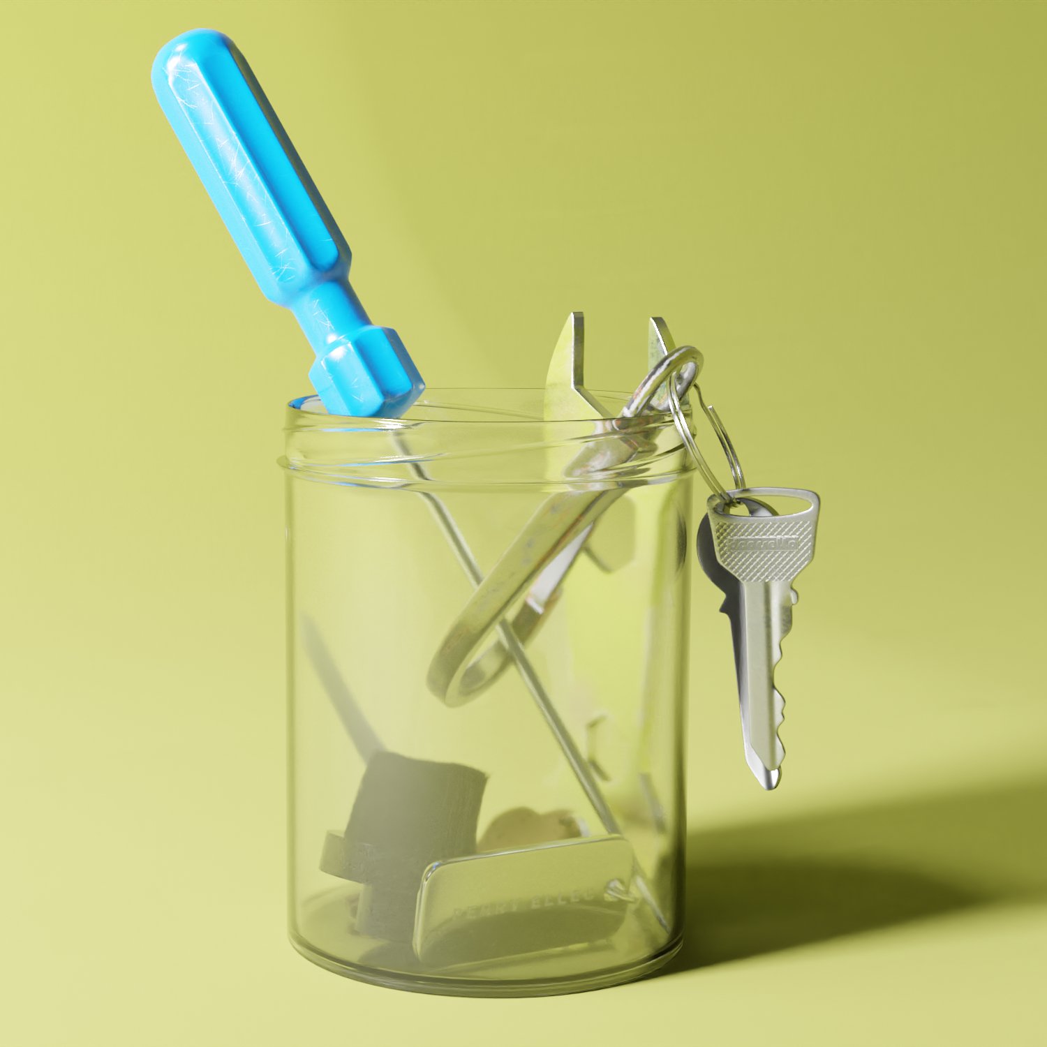 Plastic container with random items | Miscellaneous models | BlenderKit