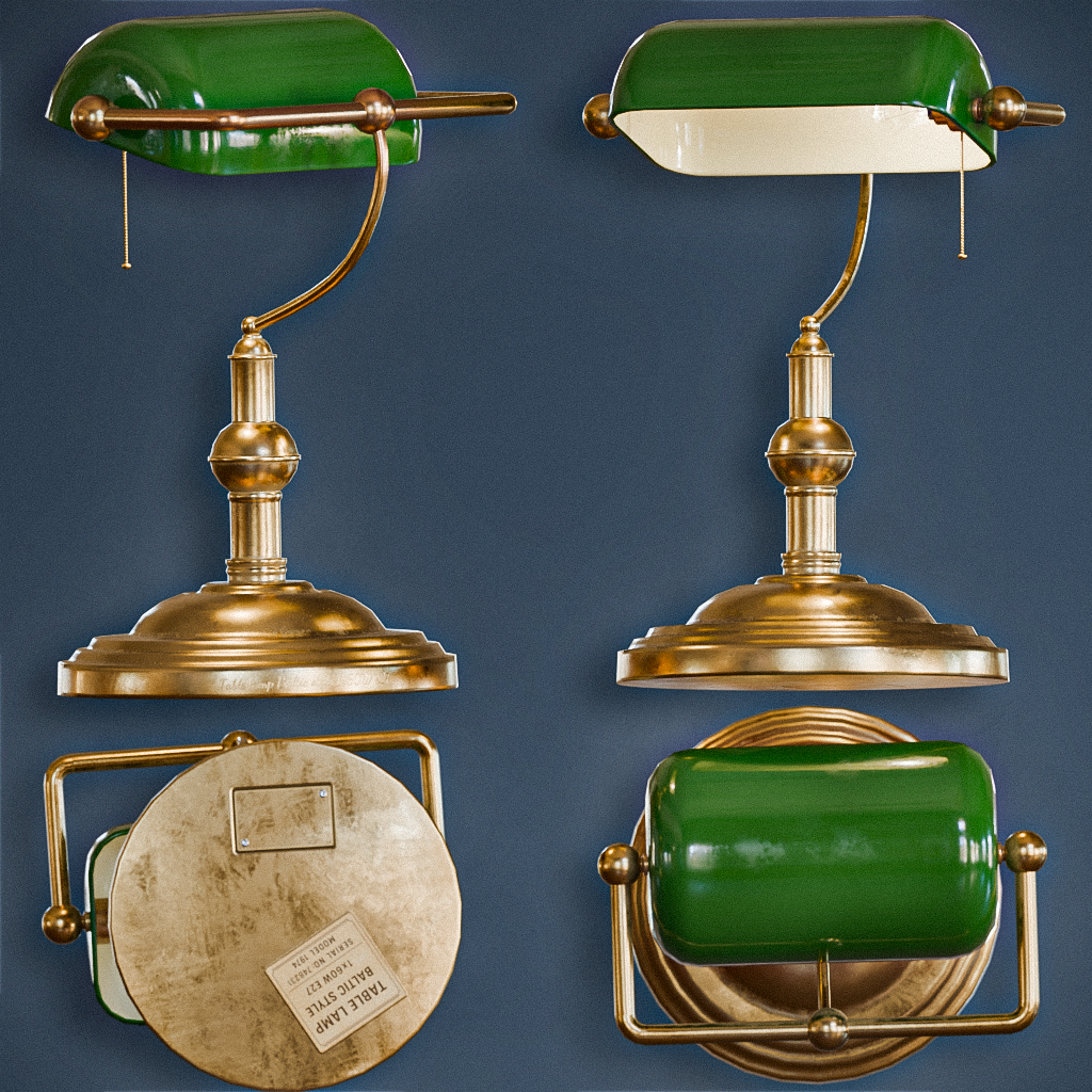 Vintage Banker’s Lamp | Decoration Sets models | BlenderKit