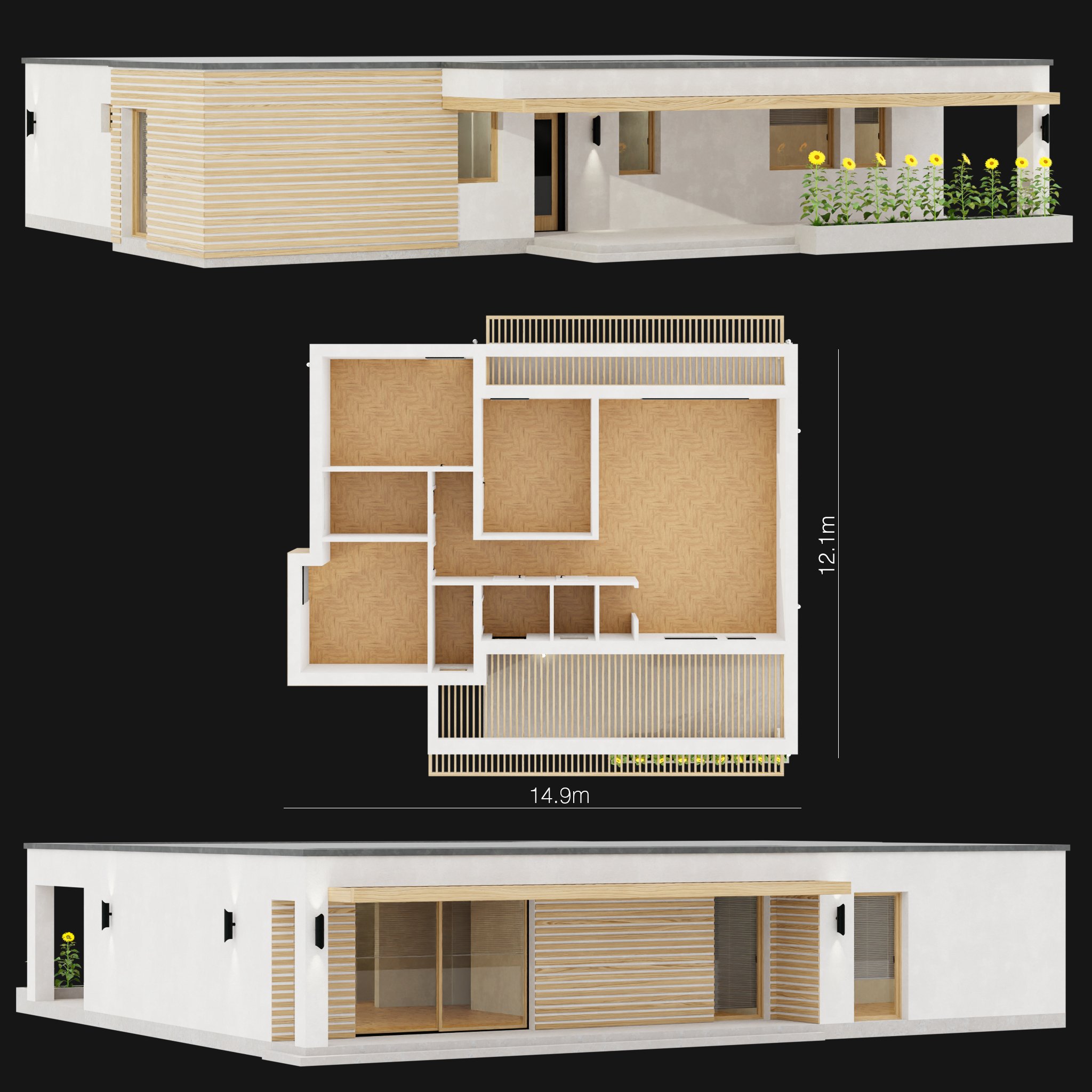 Modern One Storey House | FREE Private Buildings models | BlenderKit