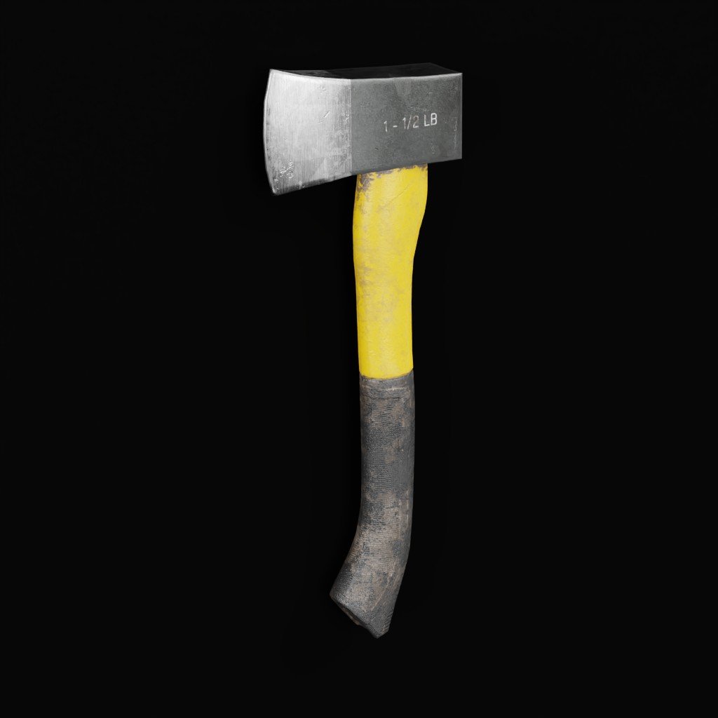 Black and Yellow Axe Hatchet | FREE Handtools models | BlenderKit