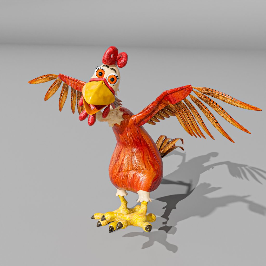 Beautiful comic rooster | FREE Birds models | BlenderKit