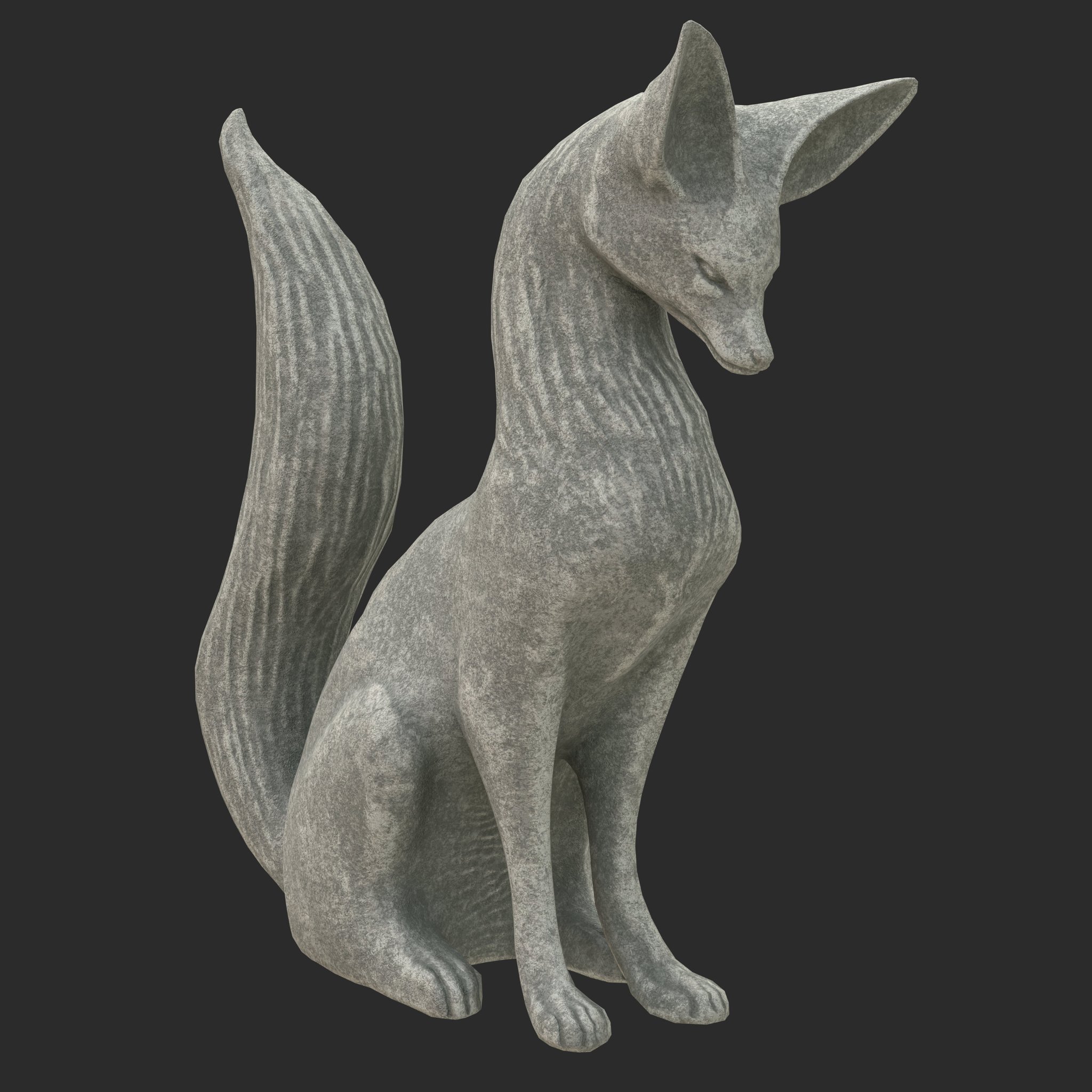 Fox stone statue | Interior Sculptures models | BlenderKit