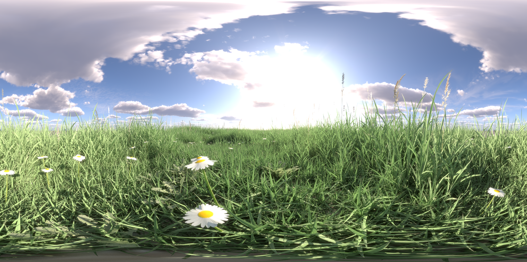 Morning grass green cloud 16k | FREE Nature HDRis | BlenderKit