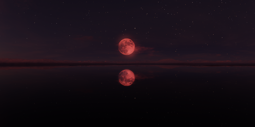 Dramatic Sunset Red Moon | Nighttime Environments HDRis | BlenderKit