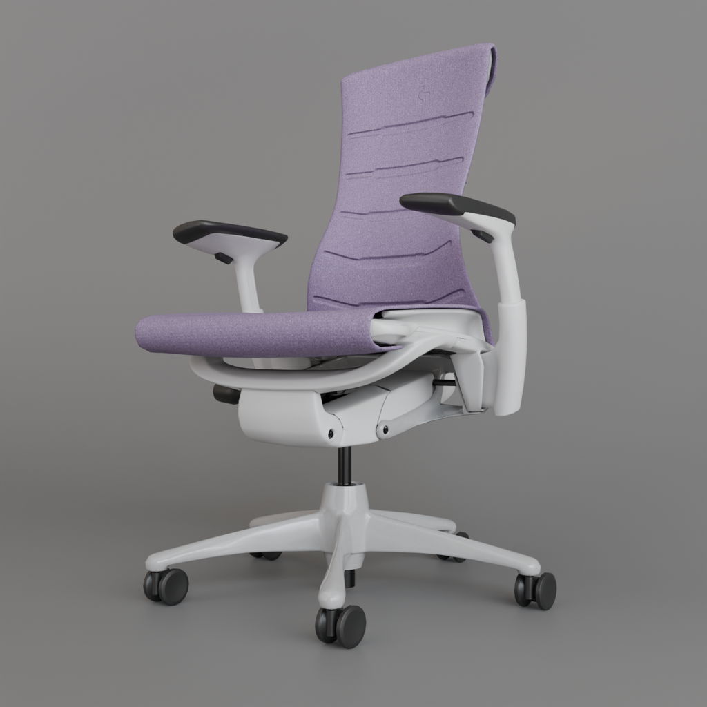 HM Embody Gaming Chair White/Amethyst | Desk Chairs models | BlenderKit