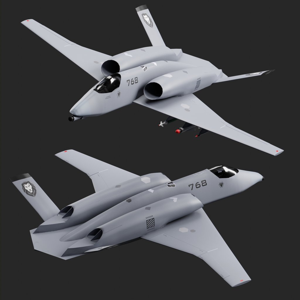Futuristic jet | Military Aircraft models | BlenderKit