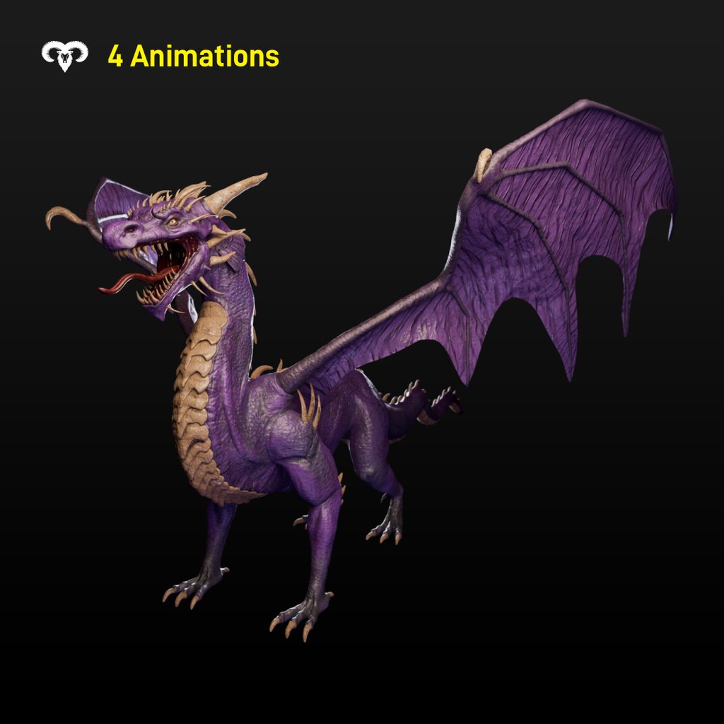 BlenderKit | Download the Purple Dragon Animated model