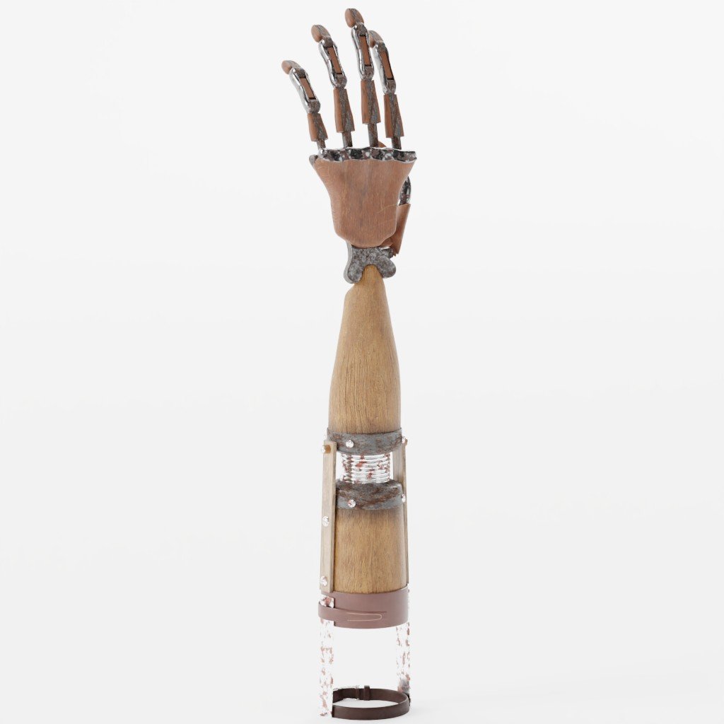 Robotic Wooden Hand (Rigable) | Robotics models | BlenderKit