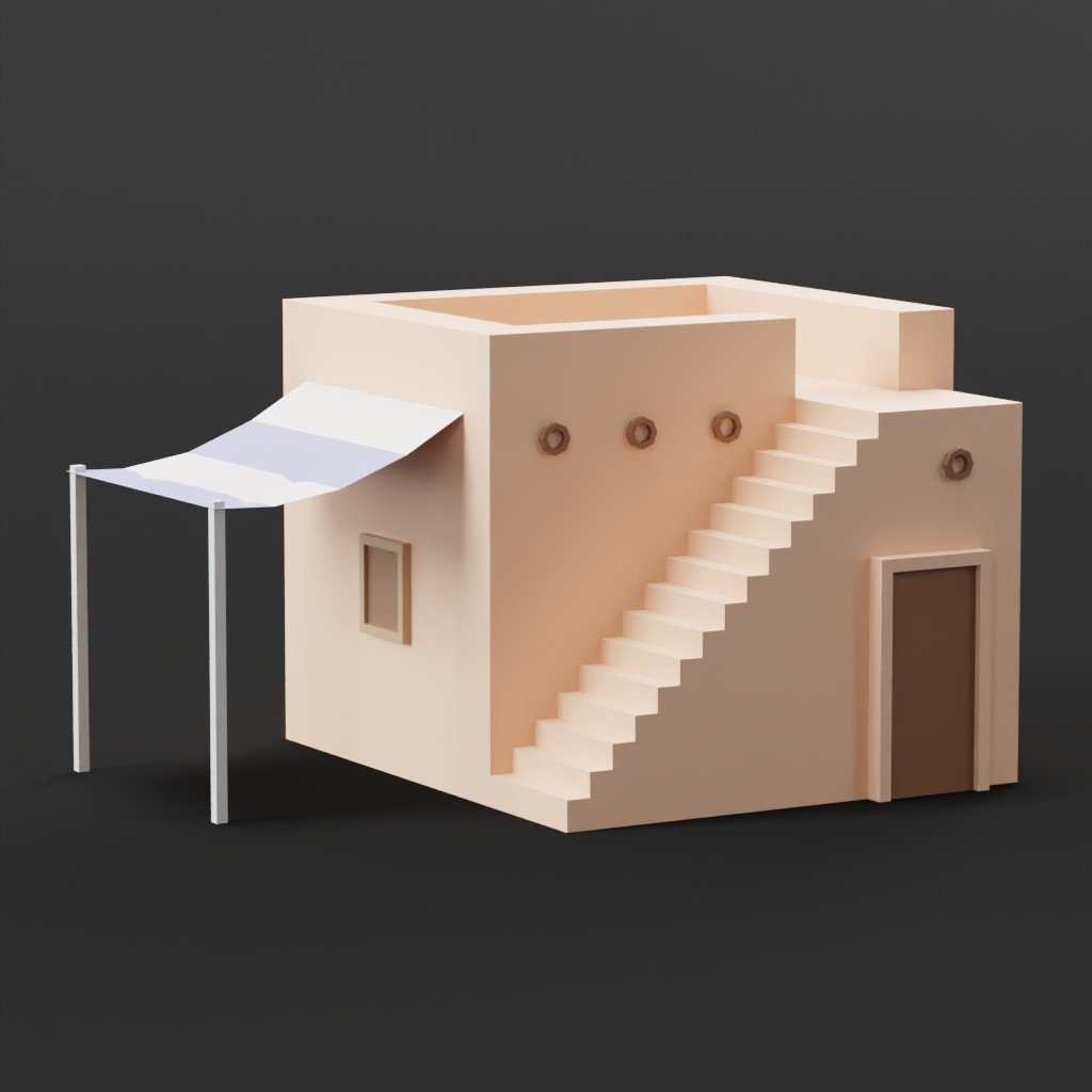Stylised low poly building | FREE Historic Buildings models | BlenderKit