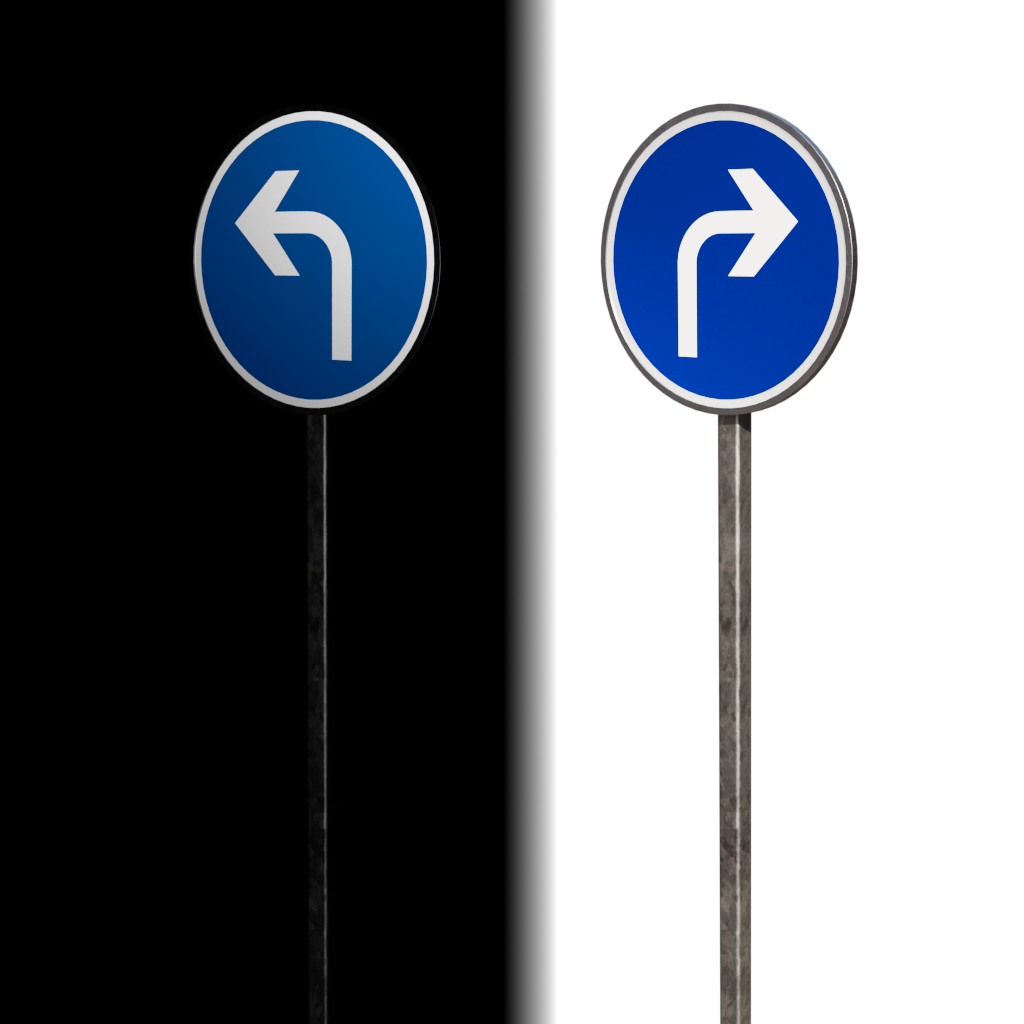 Road sign direction French std (B21c) | Urban Environment models ...