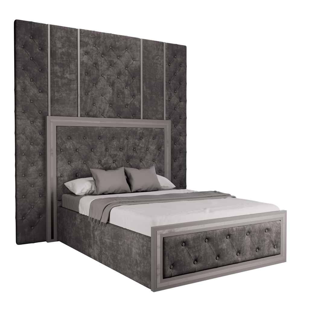 Gray capitone bed 02 | Beds models | BlenderKit