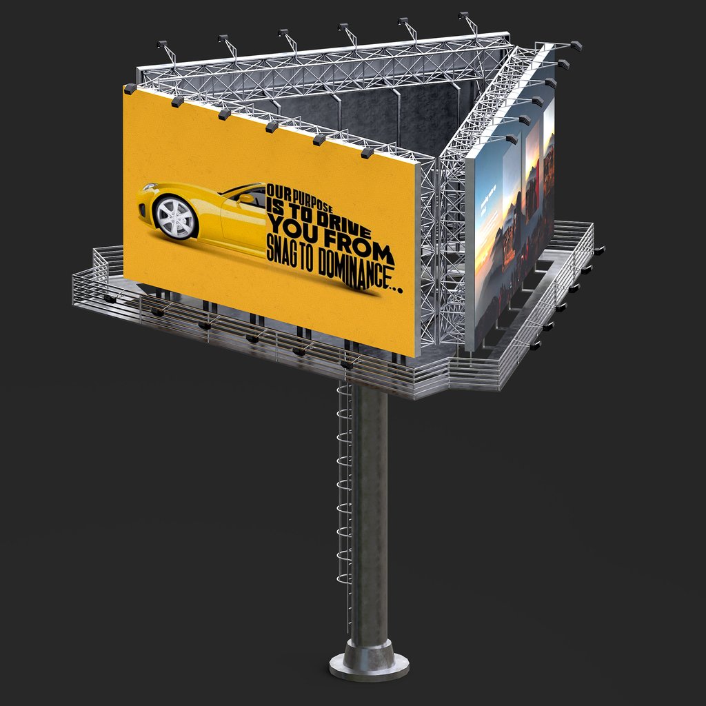 Street Three-Sided Billboard | Urban Environment models | BlenderKit