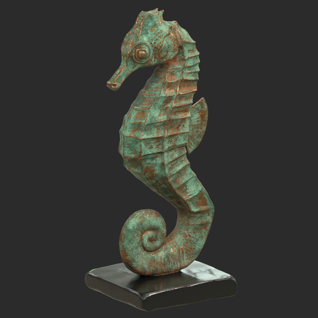 Seahorse bronze statue 02 | Interior Sculptures models | BlenderKit