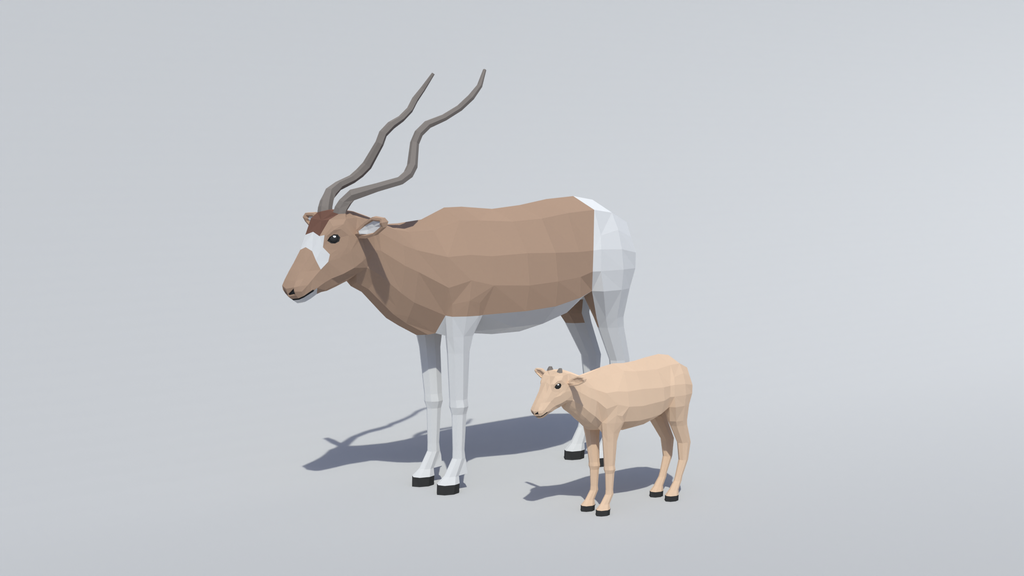 Low Poly Cartoon Adax | Mammals models | BlenderKit