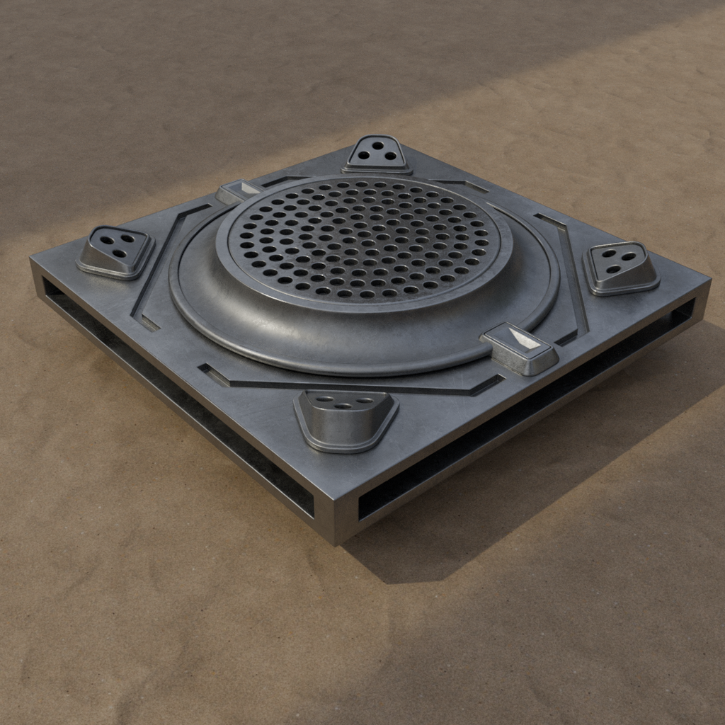 Futuristic Round Vent Panel | Industrial parts models | BlenderKit