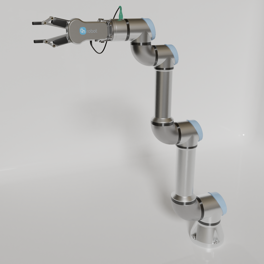 BlenderKit | Download the FREE Universal robots ur5e with on robot two finger gripper RG2. model