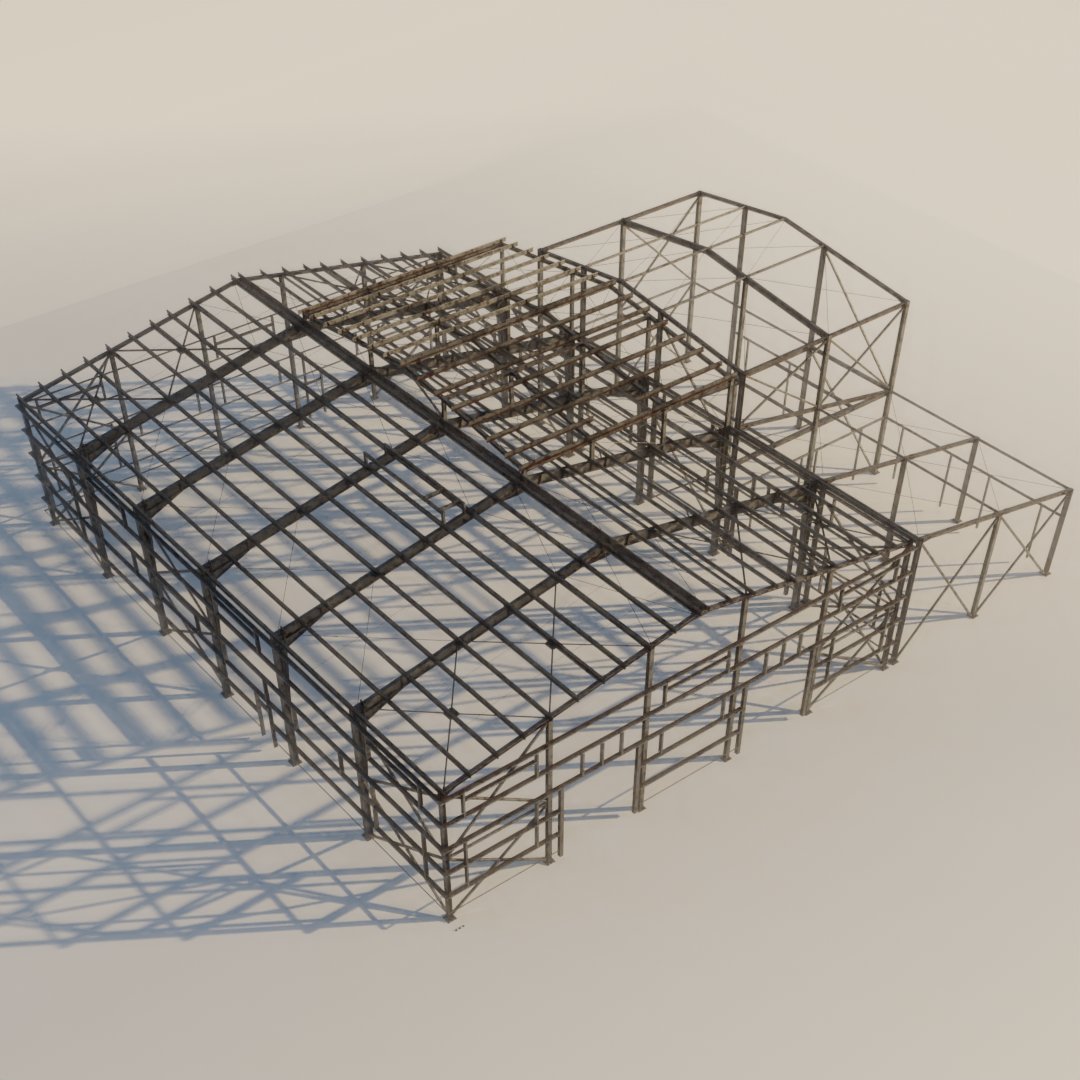 Metalic Hall Structure rusty | Buildings models | BlenderKit