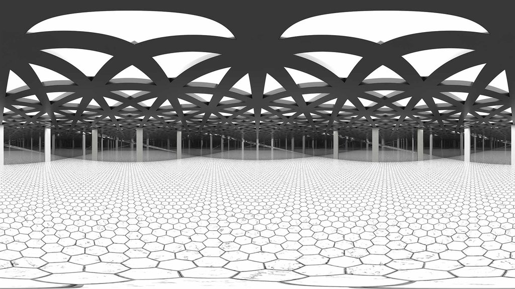 Hexagon Floor Grid Dome Environment | Futuristic Environments HDRis | BlenderKit