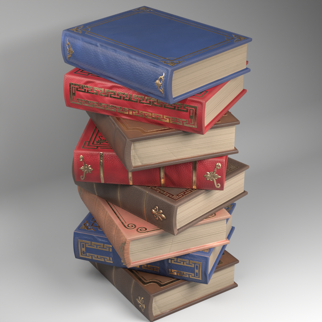 Ornamental Baroque Leather Books V2 | Books models | BlenderKit